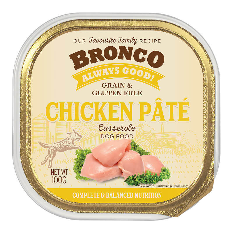 Bronco Chicken Pate Tray 100g | Dog Can Food | Pet Lovers Centre